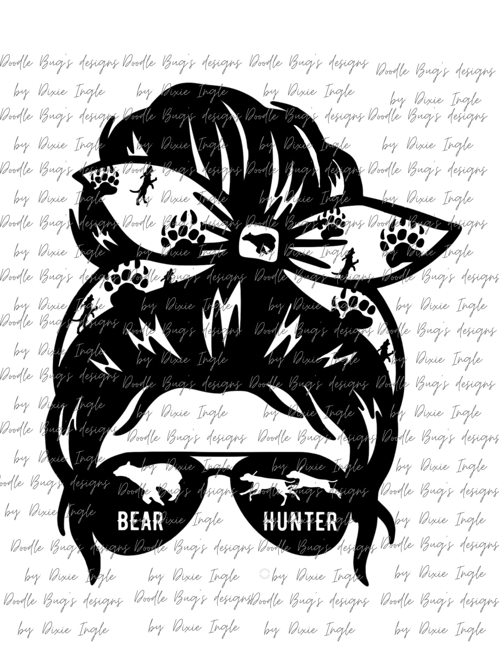 Messy Bun Hunter SVG Woman Hunter - Etsy