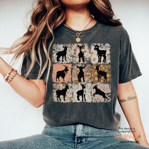 Boho Goat Shirt, Comfort Colors Retro Farmhouse Floral Goat Shirt ...