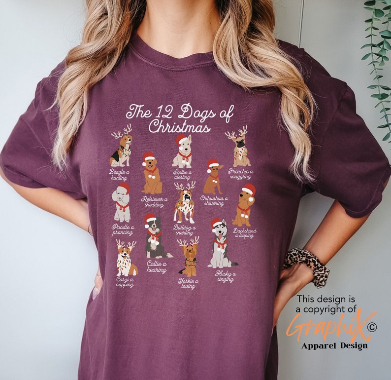 12 Dogs of Christmas Shirt, Dog Mom Christmas Tshirt, Cute Dog ...