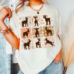 Boho Goat Shirt, Comfort Colors Retro Farmhouse Floral Goat Shirt ...