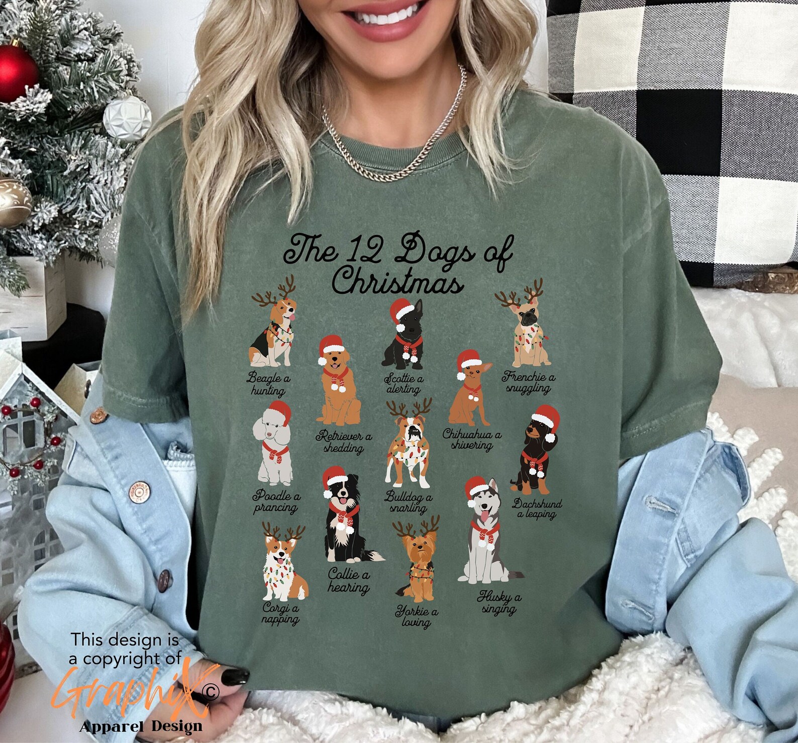 12 Dogs of Christmas Shirt, Dog Mom Christmas Tshirt, Cute Dog ...