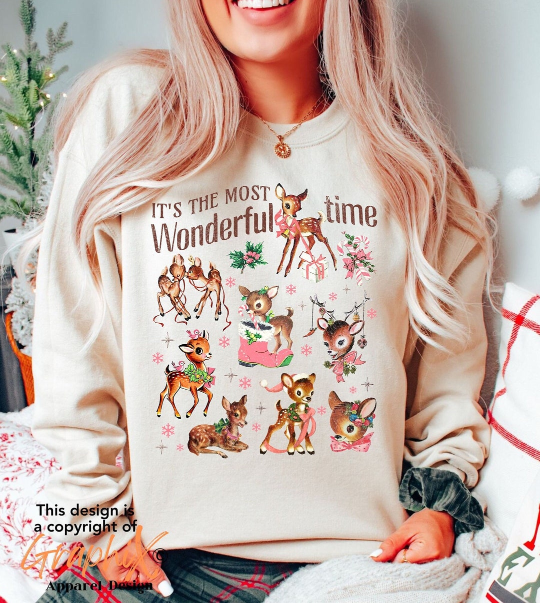 Vintage Reindeer Christmas Sweatshirt, Retro Christmas Sweater, Vintage ...