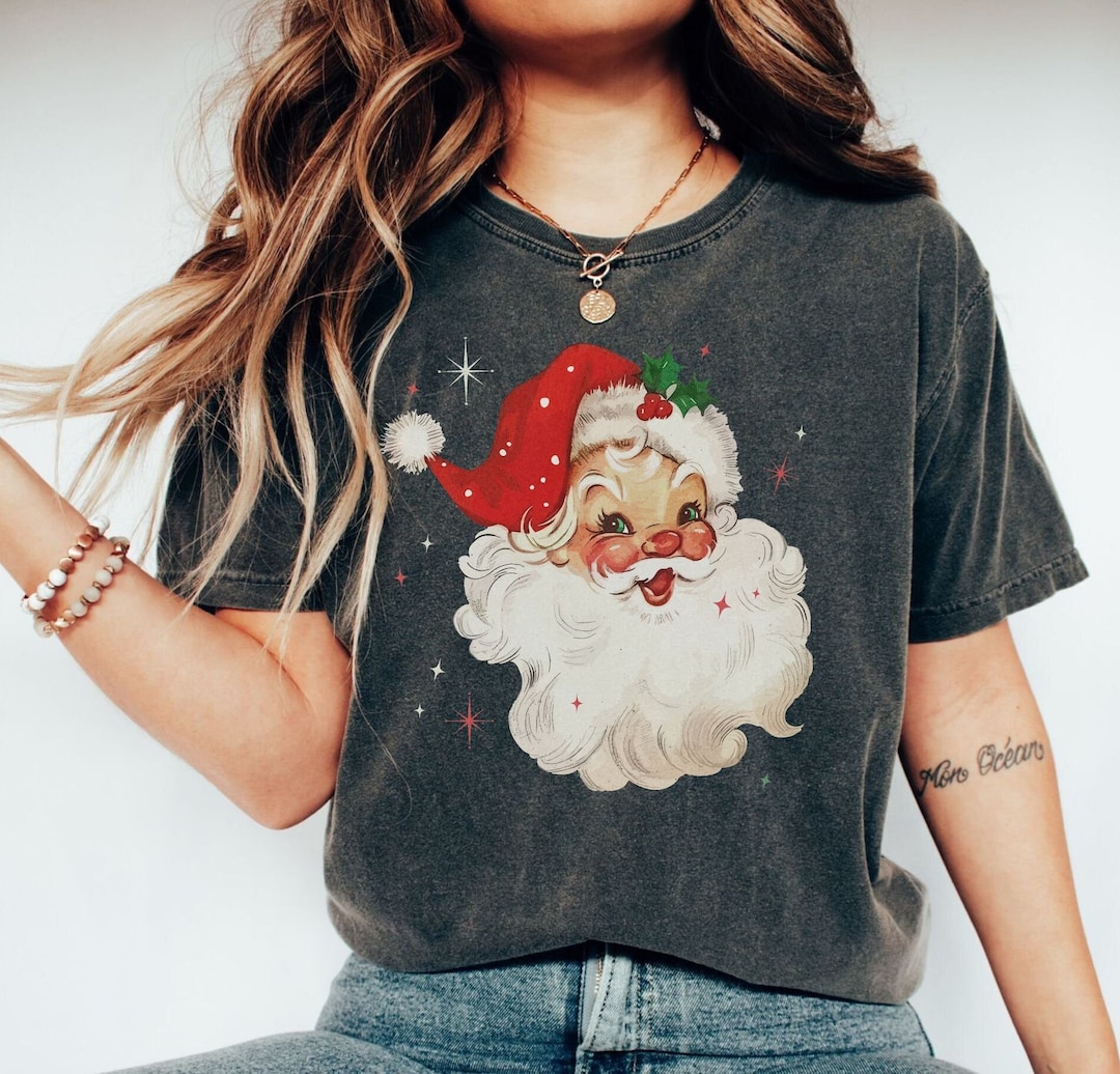 Comfort Colors Christmas Shirt, Retro Santa Tshirt, Vintage Santa ...