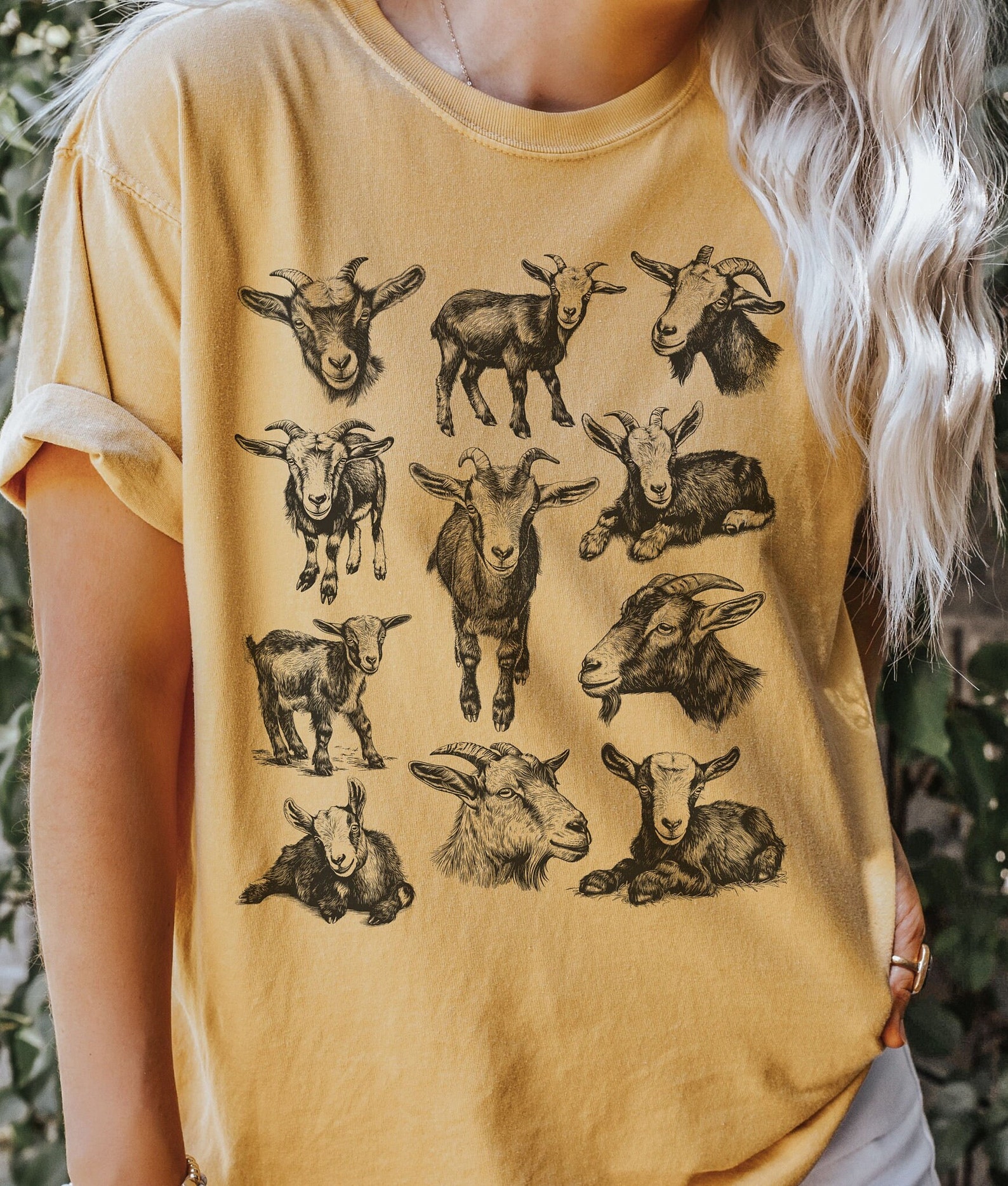 Cottagecore Goat Shirt, Retro Farmhouse Goat Shirt, Boho Goat Lover T ...