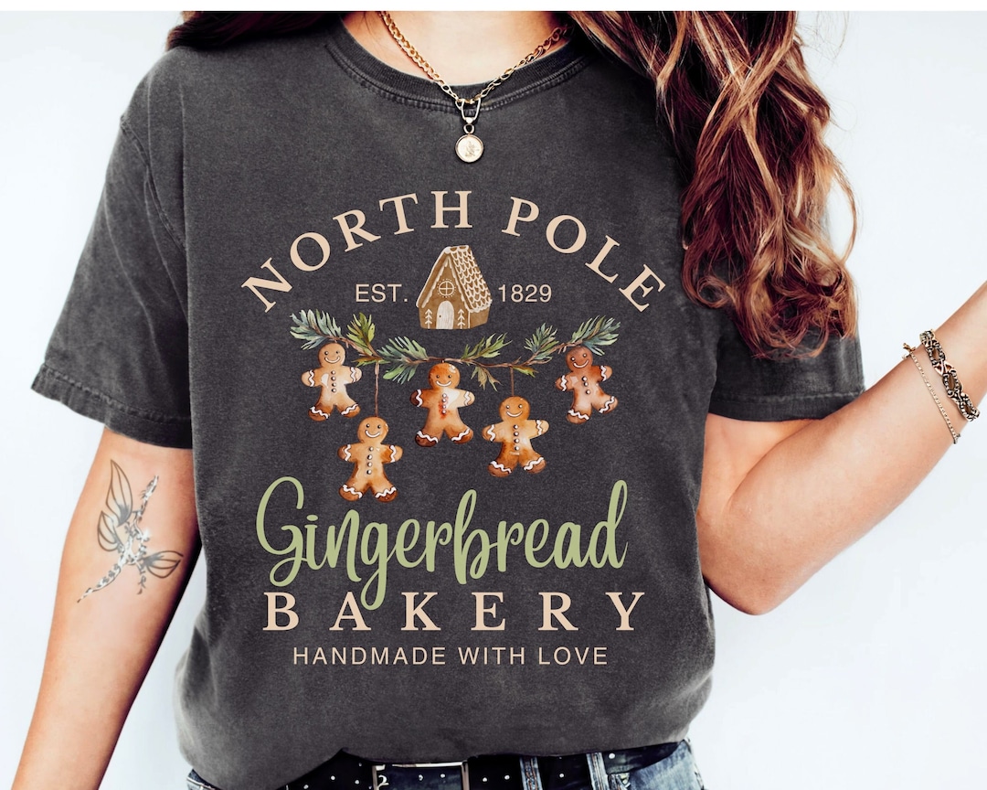 Gingerbread Bakery, Gingerbread Christmas Shirt Comfort Colors, Retro ...