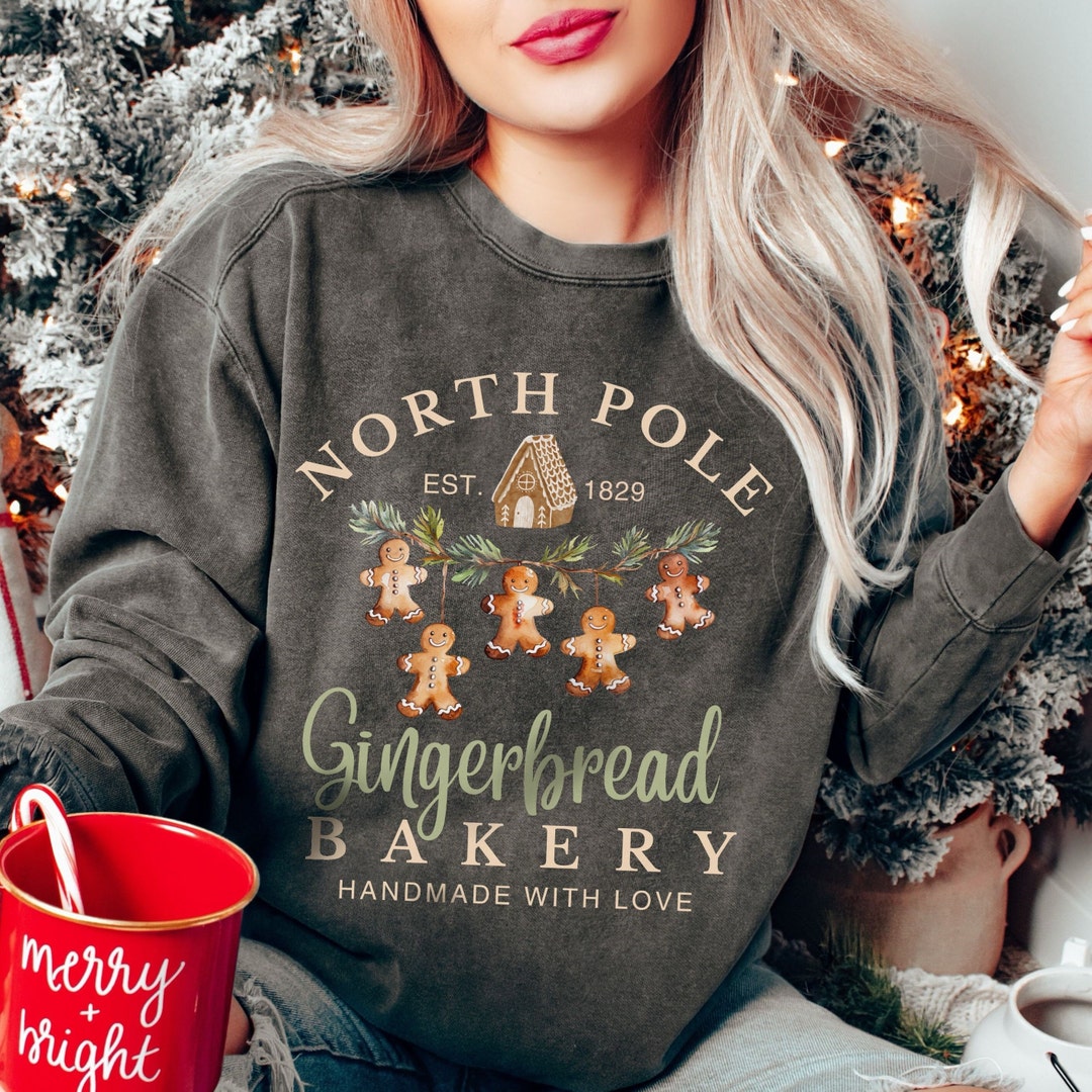 Gingerbread Bakery Sweatshirt Comfort Colors, Retro Christmas ...
