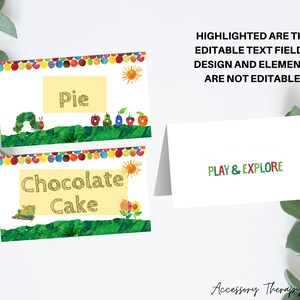 Caterpillar, DIGITAL DIY Template Food Tent Food Label Food Cards Food ...