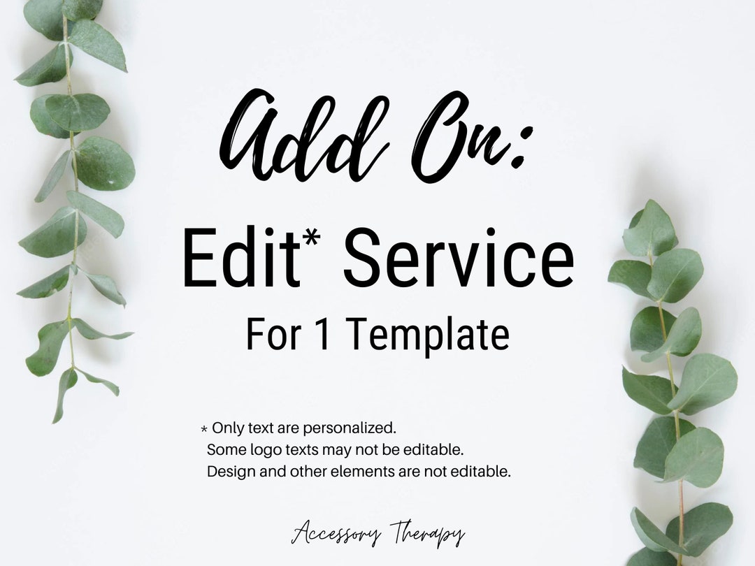 Add On: Edit Service Edit Text Edit Wording Editable Text - Etsy