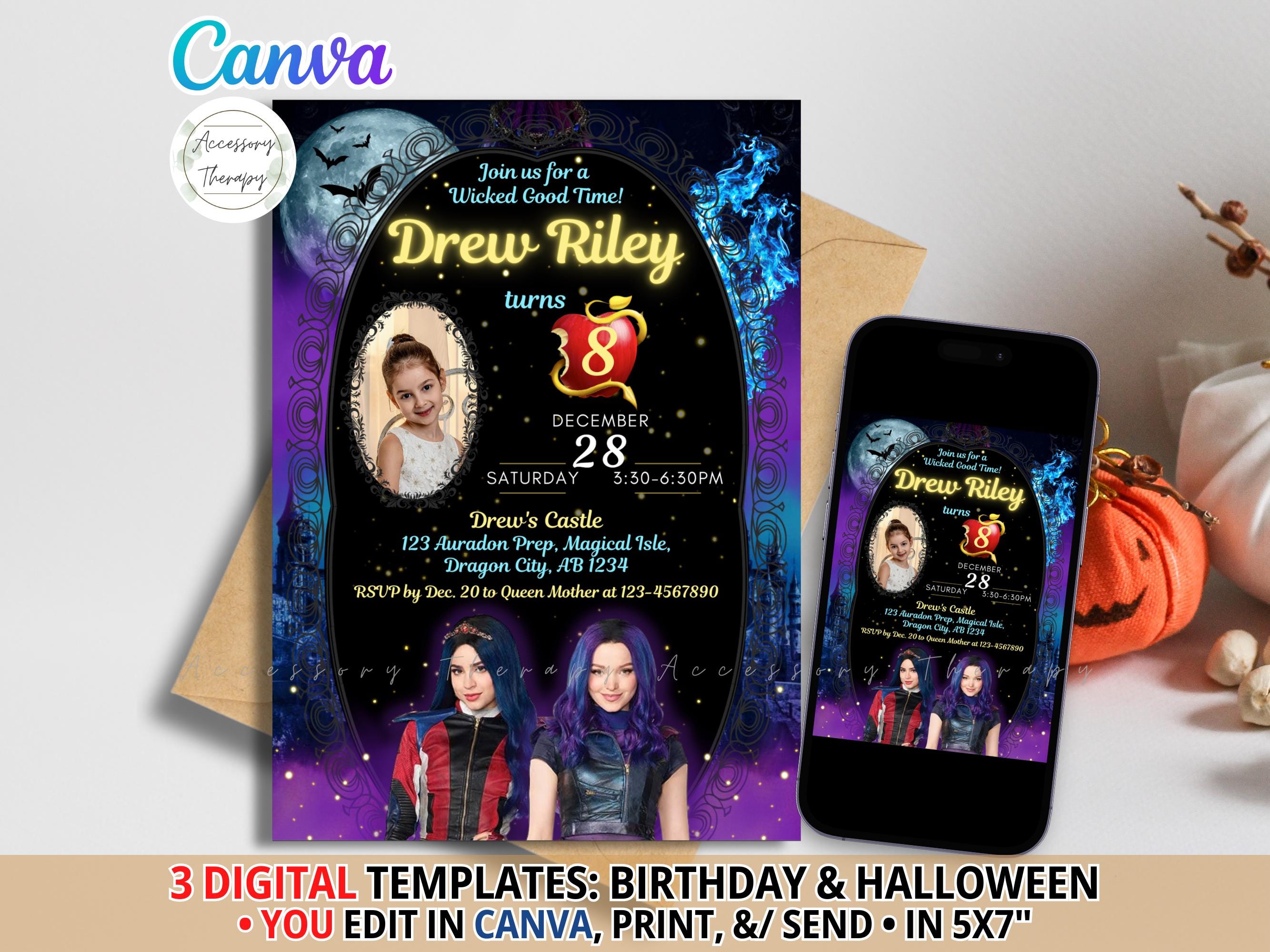 Heirs DIGITAL DIY TEMPLATE Halloween Birthday Invitation Invite Party ...