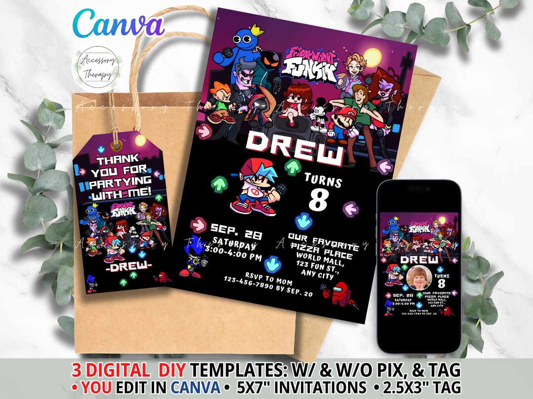 Friday Night Dancing DIGITAL DIY TEMPLATE Invitation Invite Birthday ...