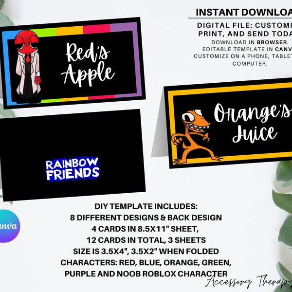 Rainbow Food Labels - Etsy