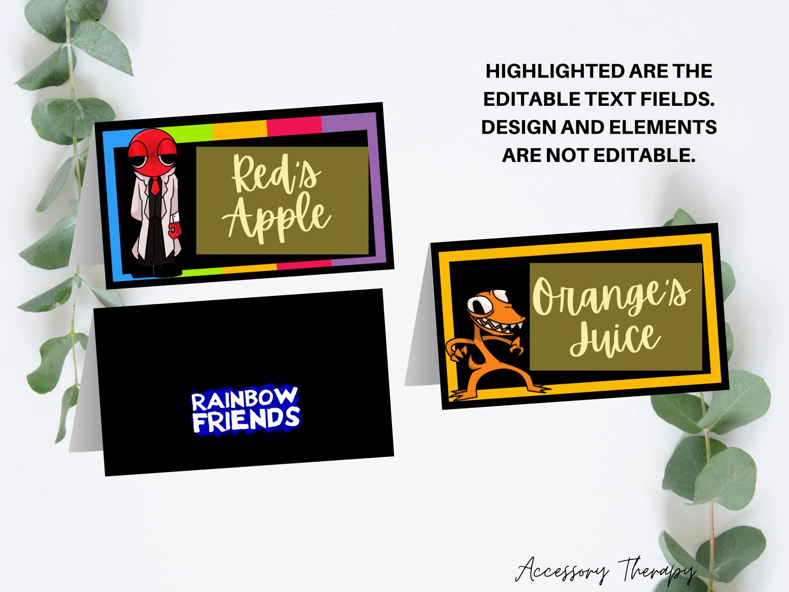 Rainbow Friends DIY Template Food Tent Food Label Food Cards - Etsy