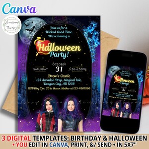Heirs DIGITAL DIY TEMPLATE Halloween Birthday Invitation Invite Party ...