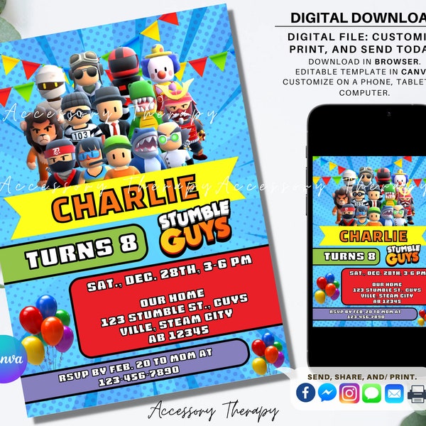 Stumble Guys Invitation - Etsy Canada
