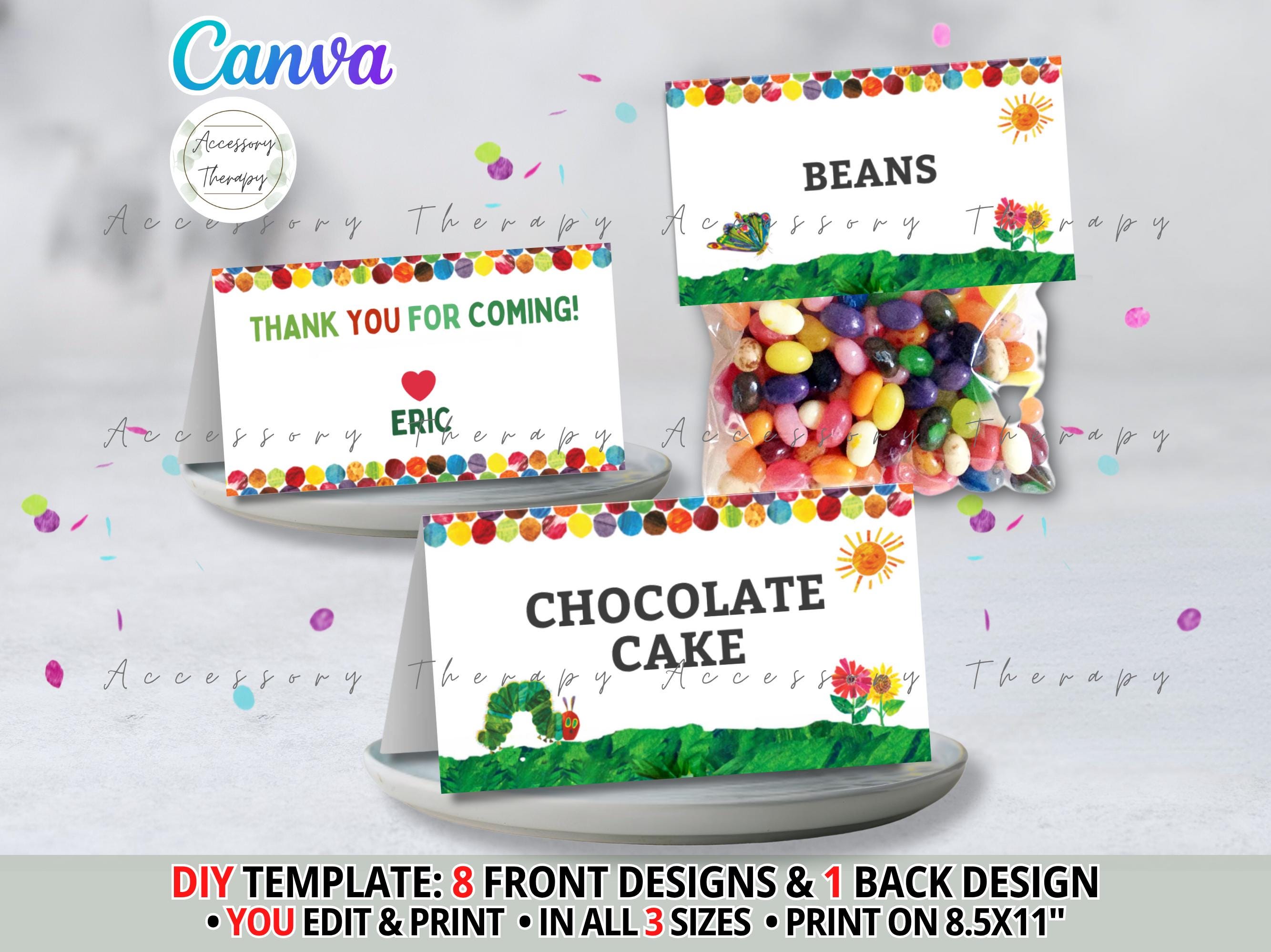 Caterpillar, DIGITAL DIY Template Food Tent Label Tags Place Cards ...