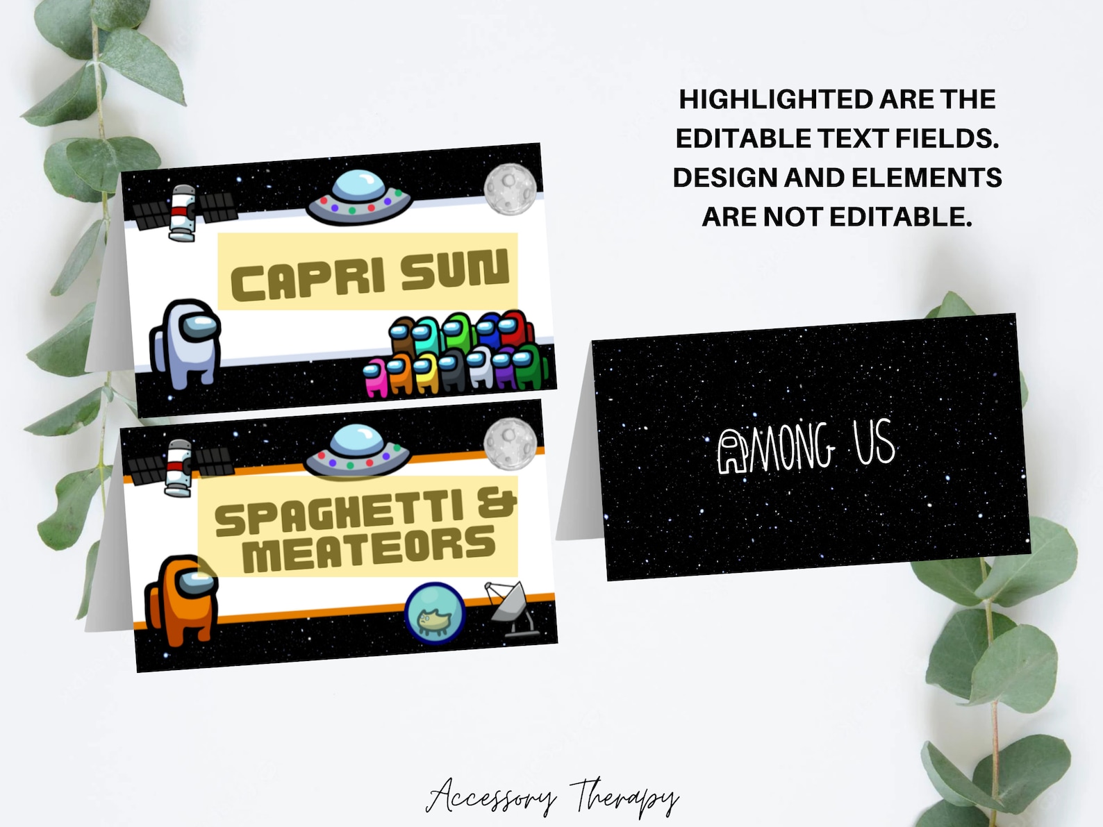 Among Us, DIY Template Bundle Food Tent Label Place Cards Banner Flag ...