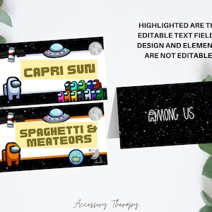 Among Us, DIY Template Bundle Food Tent Label Place Cards Banner Flag ...
