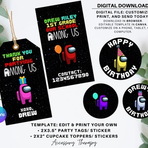 Among Us, DIY Template Bundle Food Tent Label Place Cards Banner Flag ...