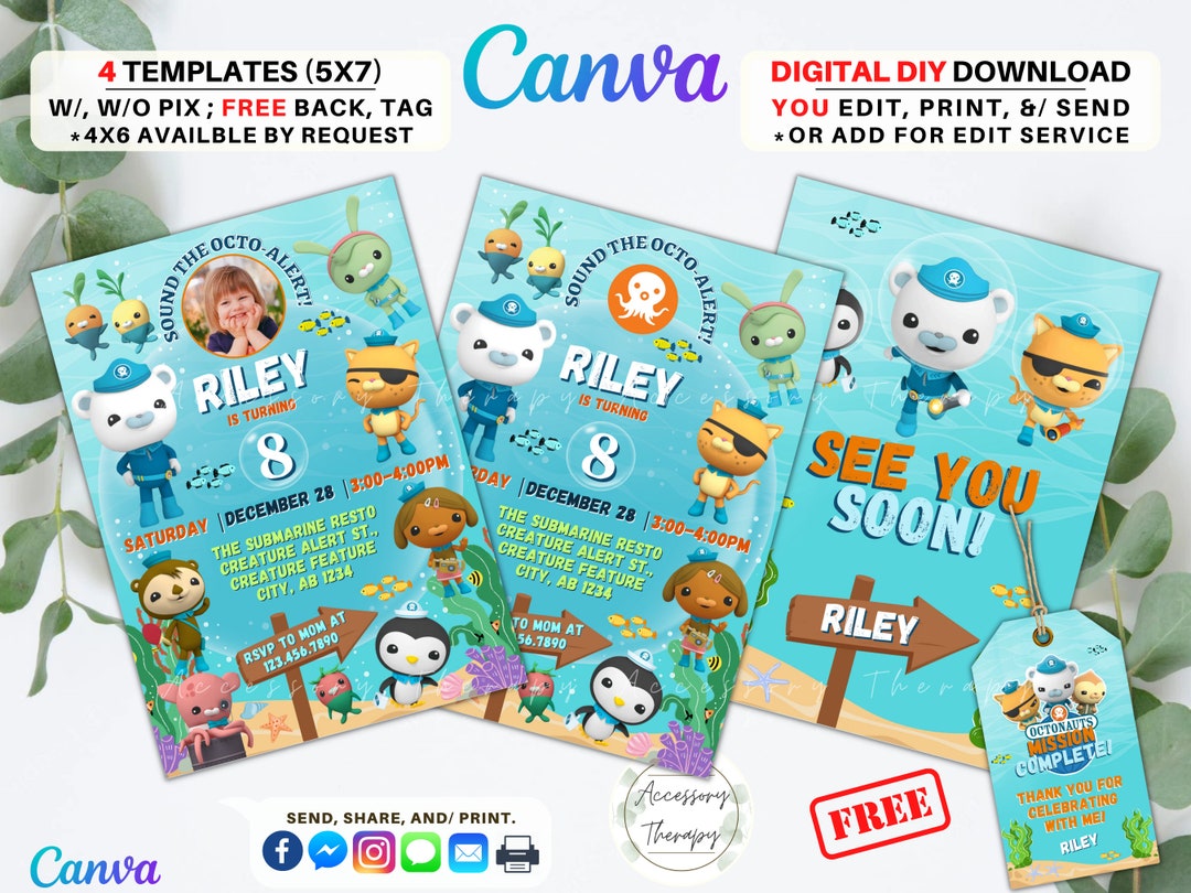Octonauts DIGITAL DIY Template Invitation Ocean Sea Rescue - Etsy UK