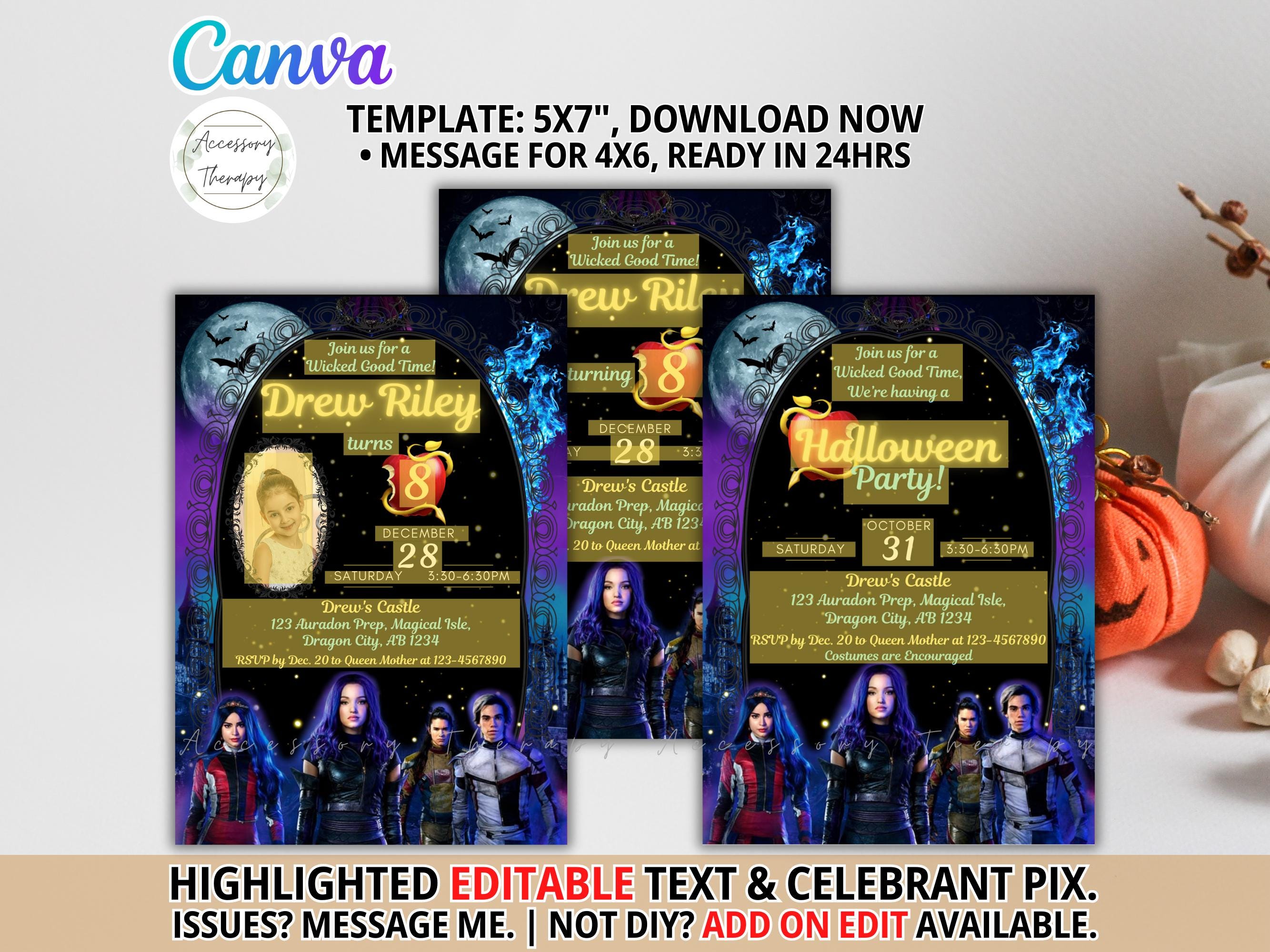 Heirs DIGITAL DIY TEMPLATE Invitation Invite Halloween Birthday Party ...