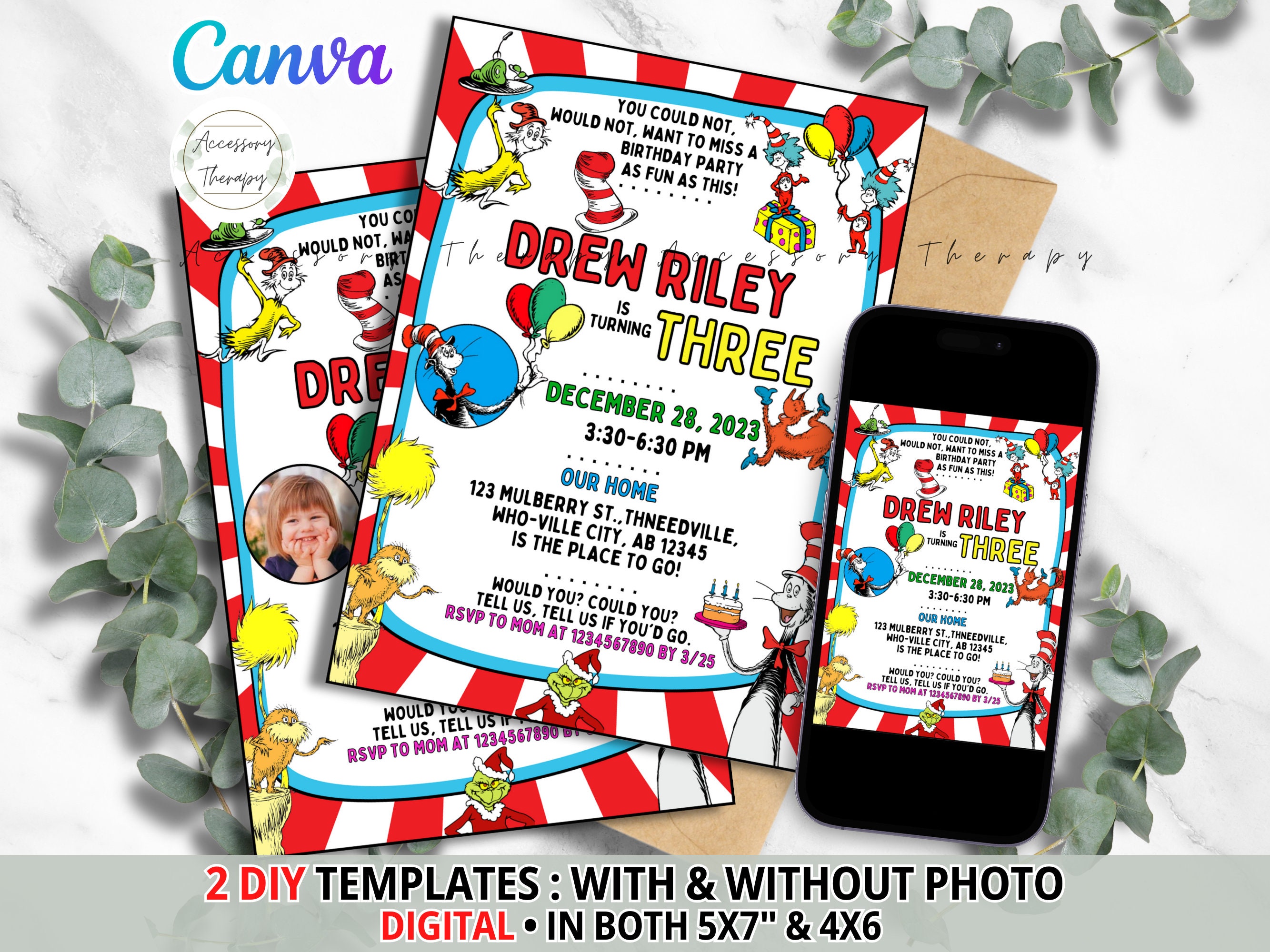 Invitaciones Personalizadas Del Dr Seuss Dr. Seuss "Thing 1 And Thing