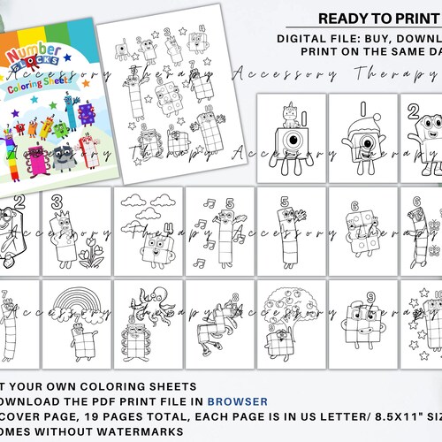 Numberblocks Number Blocks DIY/ Print Your Own Coloring - Etsy UK