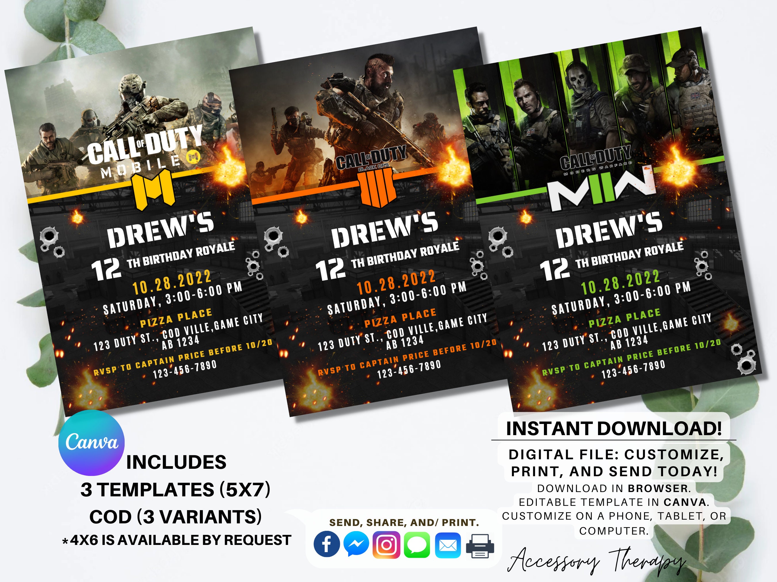 Printable Call of Duty Template - Etsy