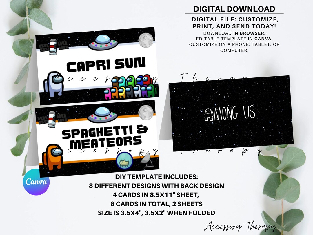 Among Us, Alien Space Game Gaming, DIGITAL DIY Template Food Tent Food ...