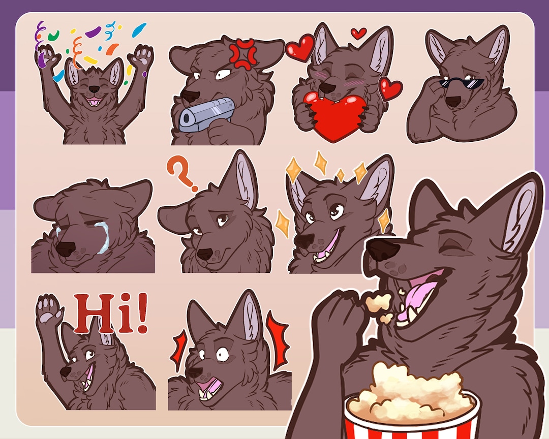 Brown Wolf Twitch and Discord Emotes 10 Cool Emojis for Streamers Cute ...