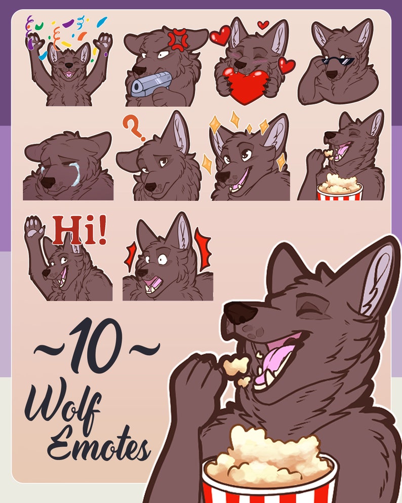Brown Wolf Twitch and Discord Emotes | 10 Cool Emojis for Streamers ...