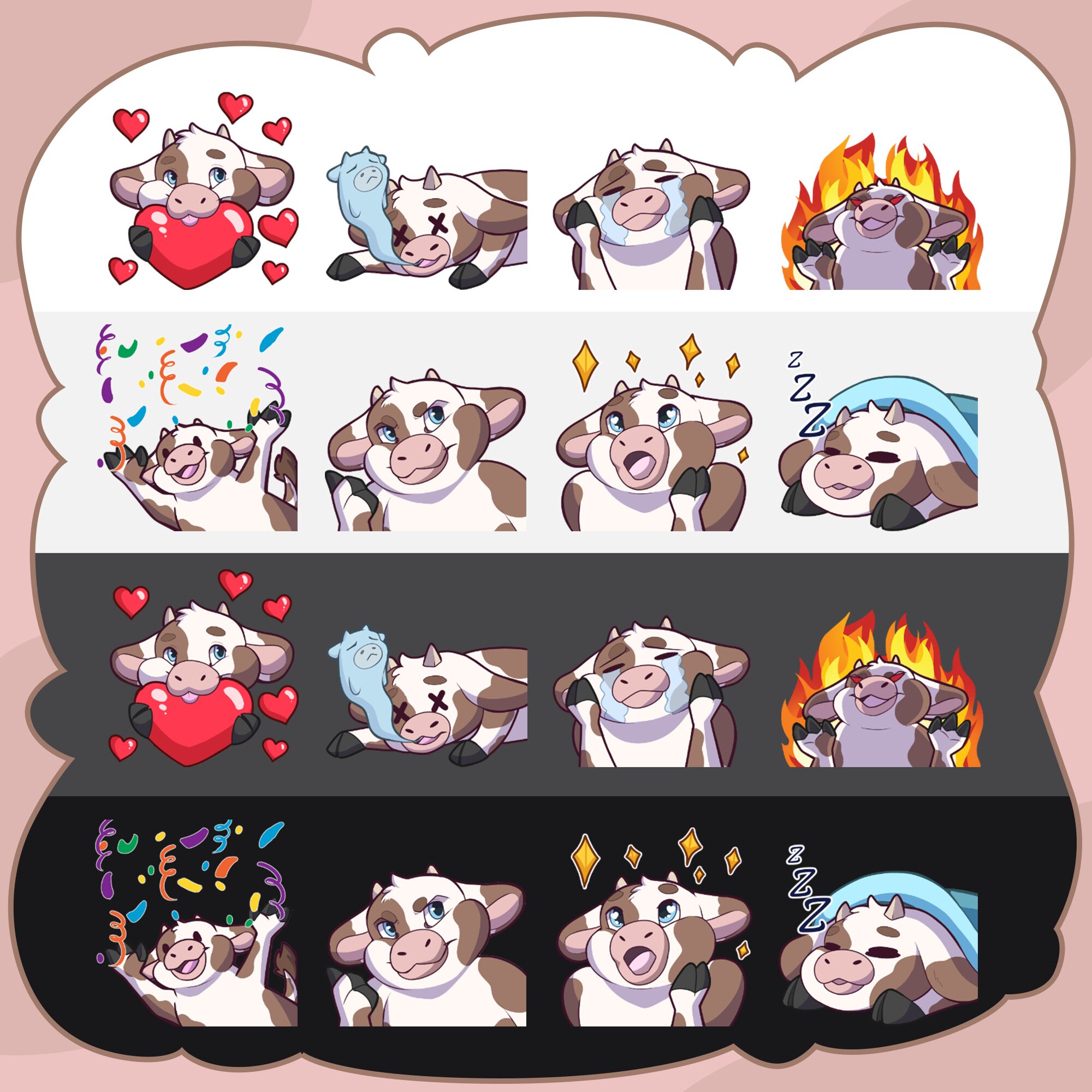 Brown Cow Twitch and Discord Emotes | 9 Cool Emojis for Streamers ...