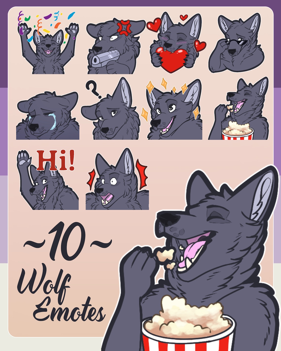 Gray Wolf Twitch and Discord Emotes | 10 Cool Emojis for Streamers ...