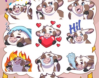 Lemon Yellow Cow Twitch and Discord Emotes | 9 Cool Emojis for ...