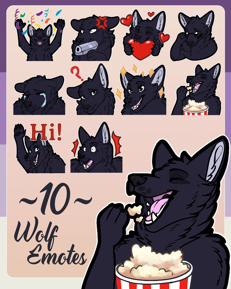 Black Wolf Twitch and Discord Emotes | 10 Cool Emojis for Streamers ...