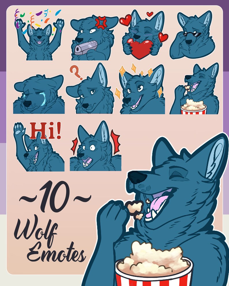 Blue Wolf Twitch and Discord Emotes | 10 Cool Emojis for Streamers ...