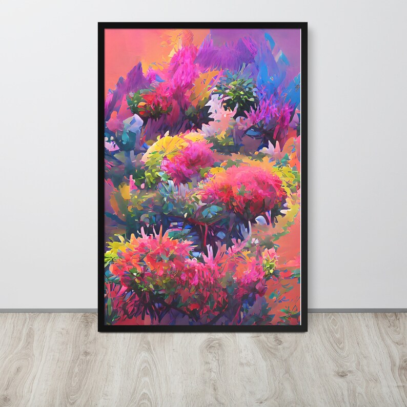 Colorful Bushes Painting, Wall Art, Wall Decor, Colorful Art, Mystical ...