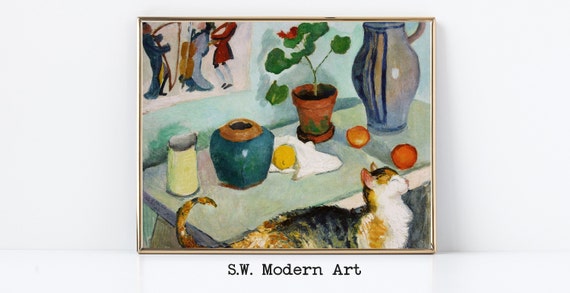 Still Life Cat Painting Print Instant Digital Download - Etsy