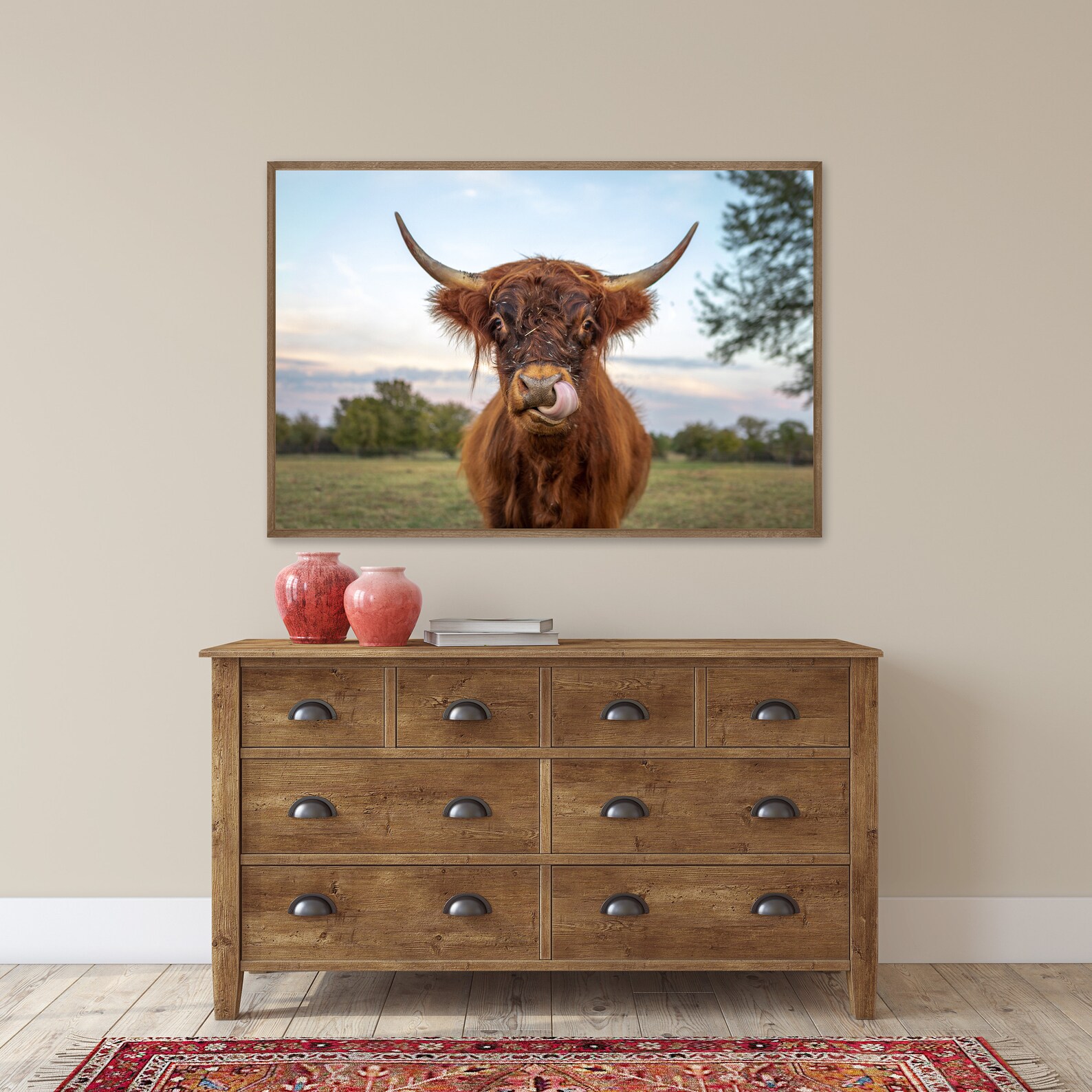 Highland Cow, Digital Download, Fuzzy Cow, Cow With Horns, Tongue Out ...