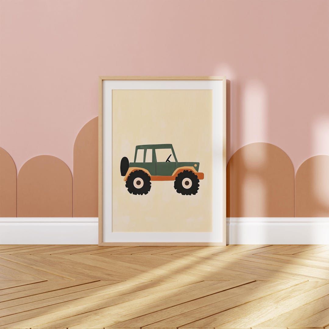 Jeep Tractor Wall Art, Farm Nursery Print, Vehicle Themed Kids Room ...