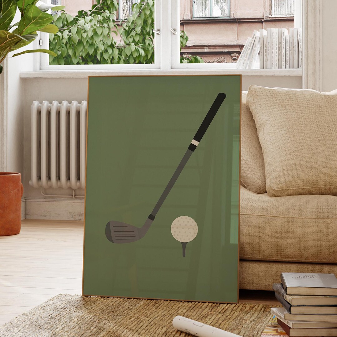 Golf Club Wall Art, Sports Room Decor, Digital Download, Minimalist ...