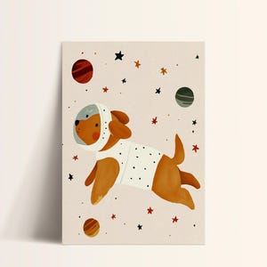 Space Dog Wall Art, Astronaut Puppy Print, Kids Room Decor, Modern ...