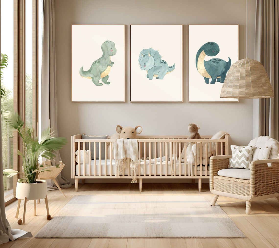 Dinosaur Nursery Wall Art Dinosaur Set of 3 Printable Wall - Etsy