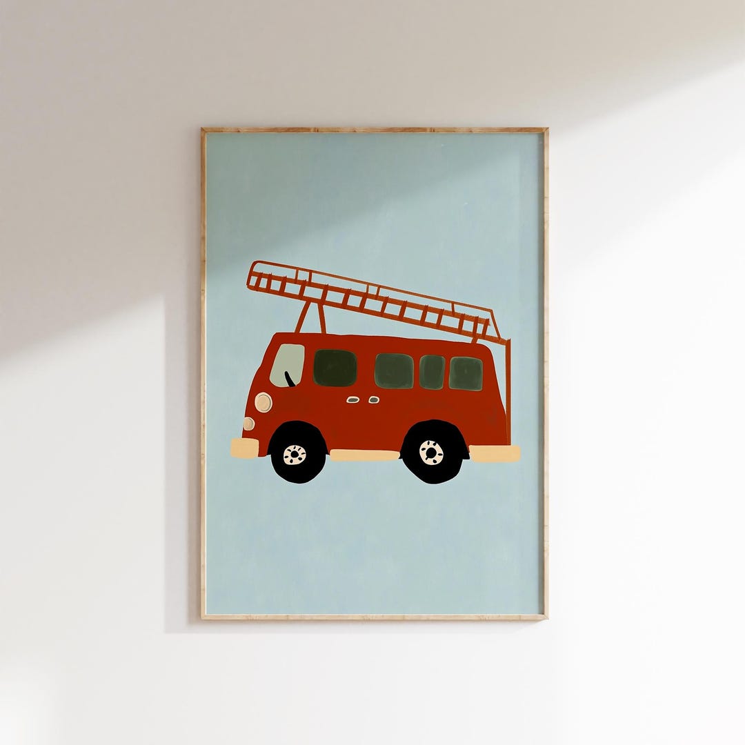 Fire Truck Wall Art, Kids Room Decor, Nursery Printable Poster ...