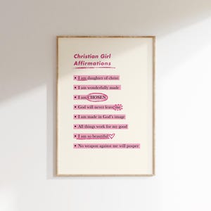 Christian Pink Wall Art, Christian Affirmations Bible Verse Wall Art ...