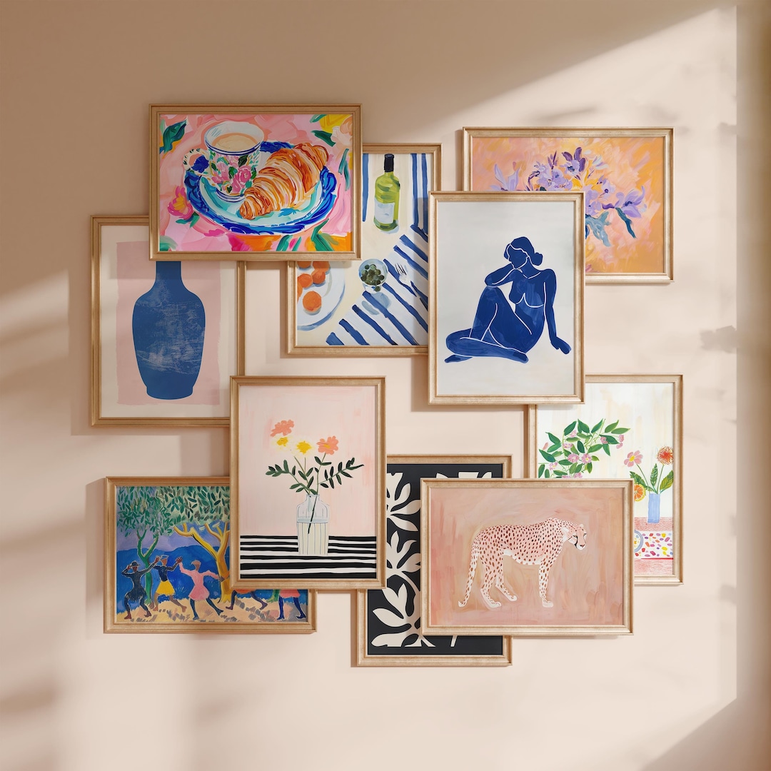 100 Eclectic Art Prints, Digital Download Bundle, Colorful Modern Wall ...