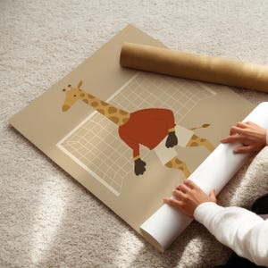 Soccer Giraffe Print, Animal Goalkeeper Wall Art, Sports Nursery Decor ...