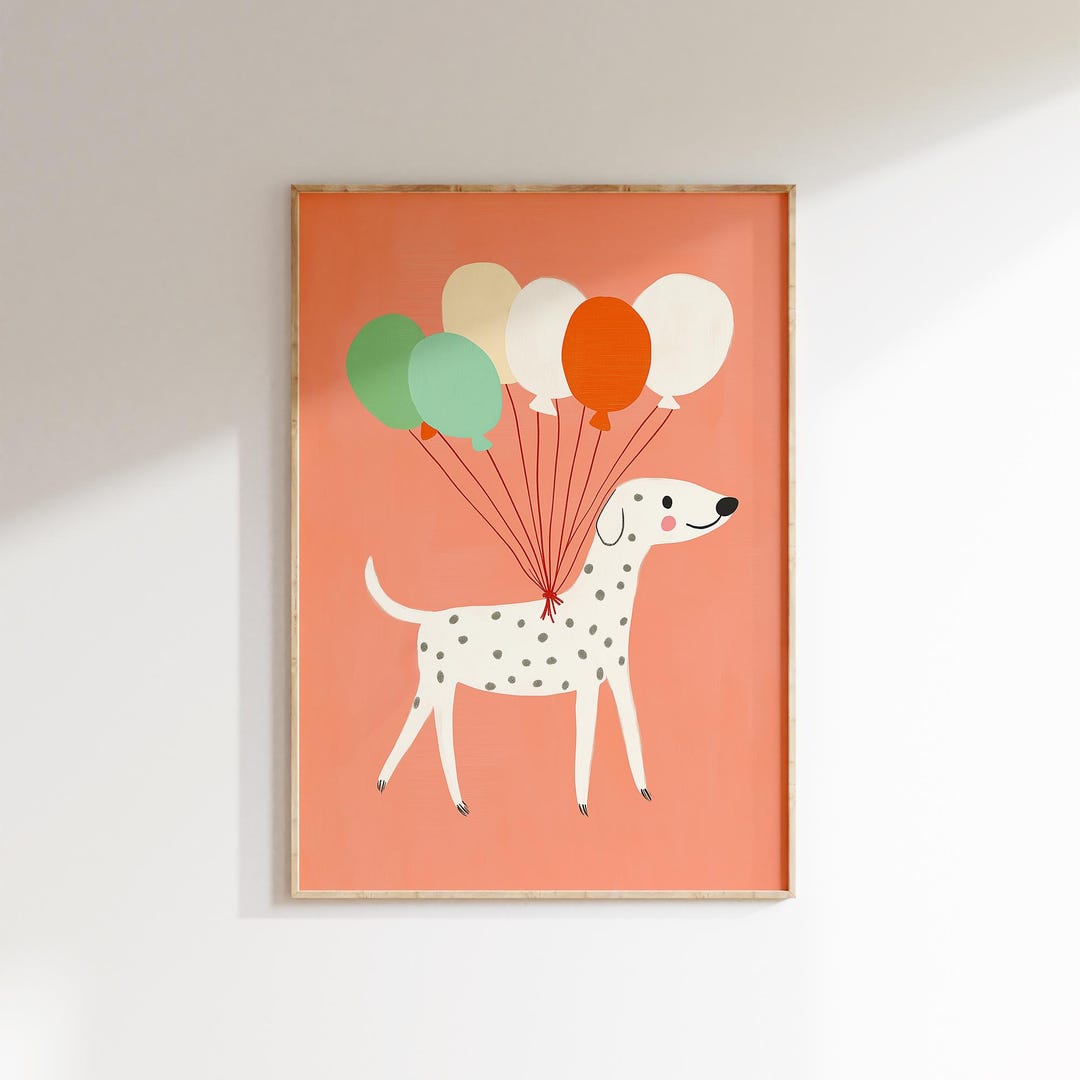 Dalmatian With Balloons | Birthday Wall Art Digital Download | Nursery ...