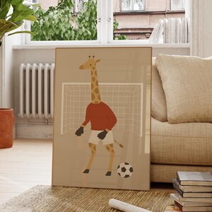 Soccer Giraffe Print, Animal Goalkeeper Wall Art, Sports Nursery Decor ...