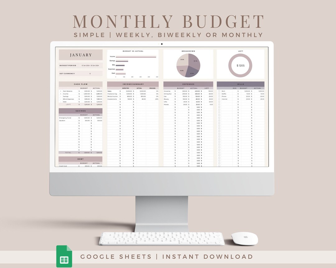 Google Sheets Budget Planner, Monthly Budget Tracker, Budget Planner ...