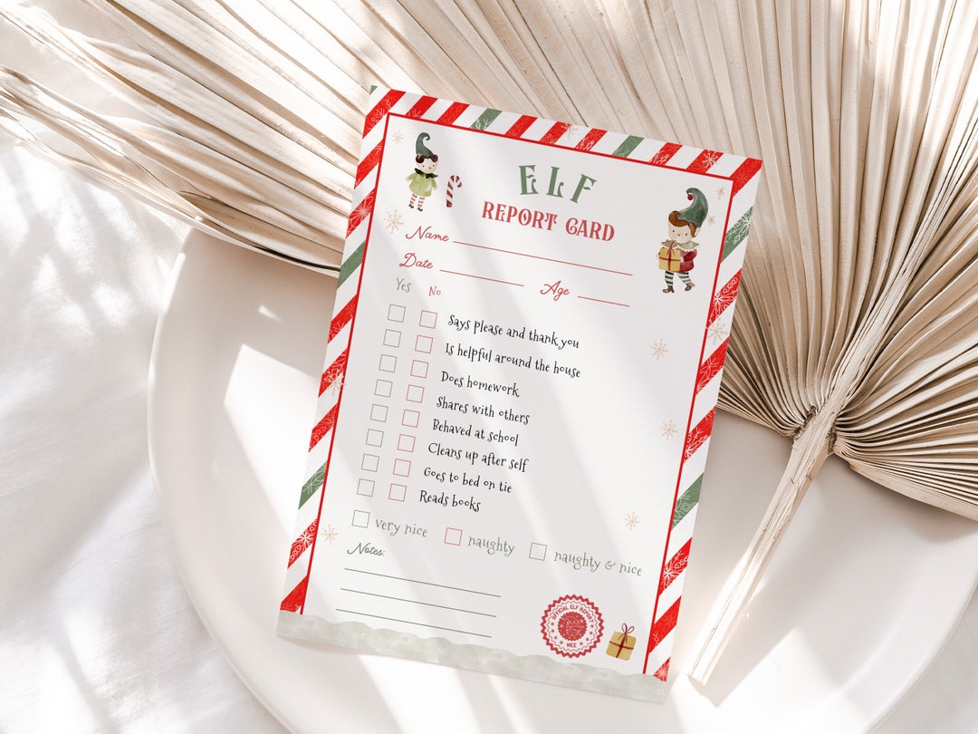 Elf Report Card Printable for Kids Christmas Letter to Santa - Etsy